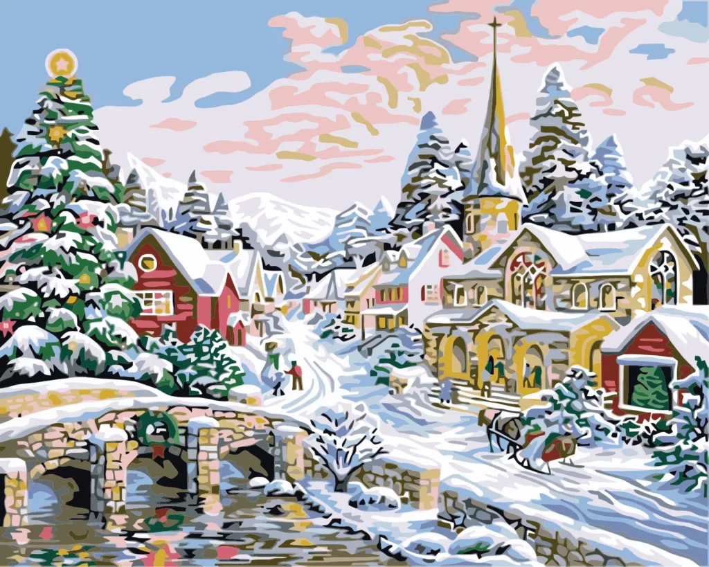 Winter Town Paint by Numbers - Paint My Numbers